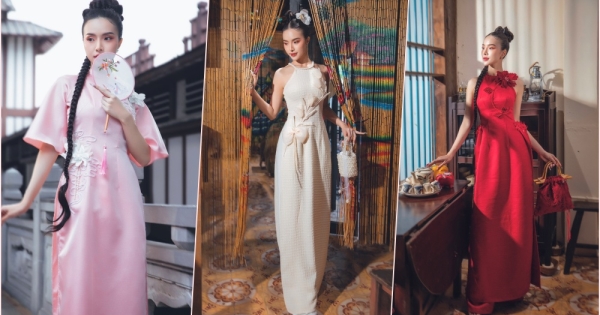 Á hậu Hạnh Nguyên đẹp kiêu sa trong BST áo dài xuân của NTK Minh Châu