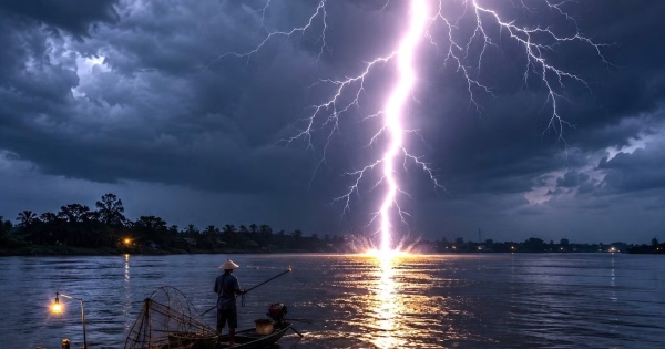 Thương tâm: Người đàn ông bị sét đánh rơi xuống sông tử vong